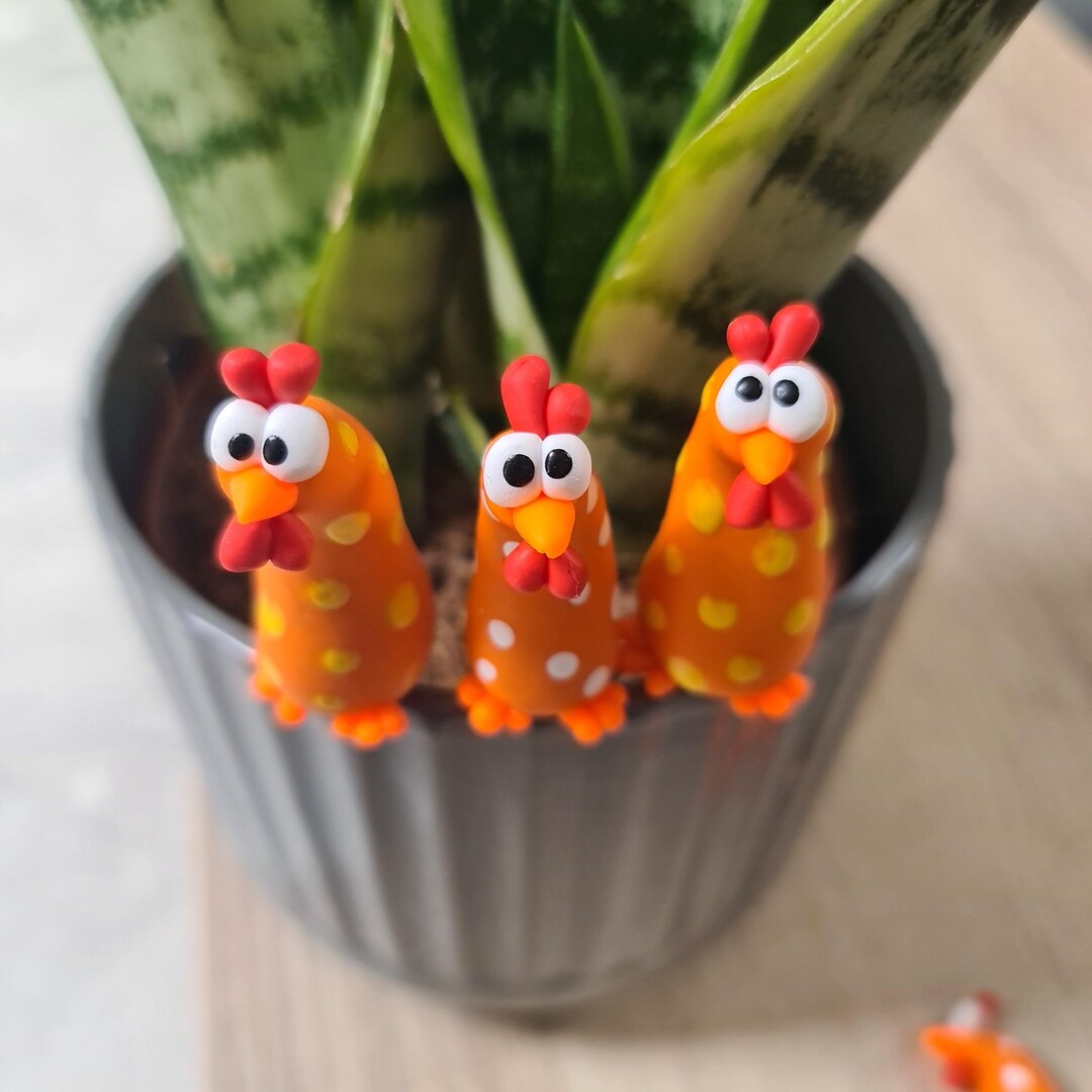 Handmade Polymer Clay Chicken Plant Pot Pet: Whimsical Garden Decor - Etsy