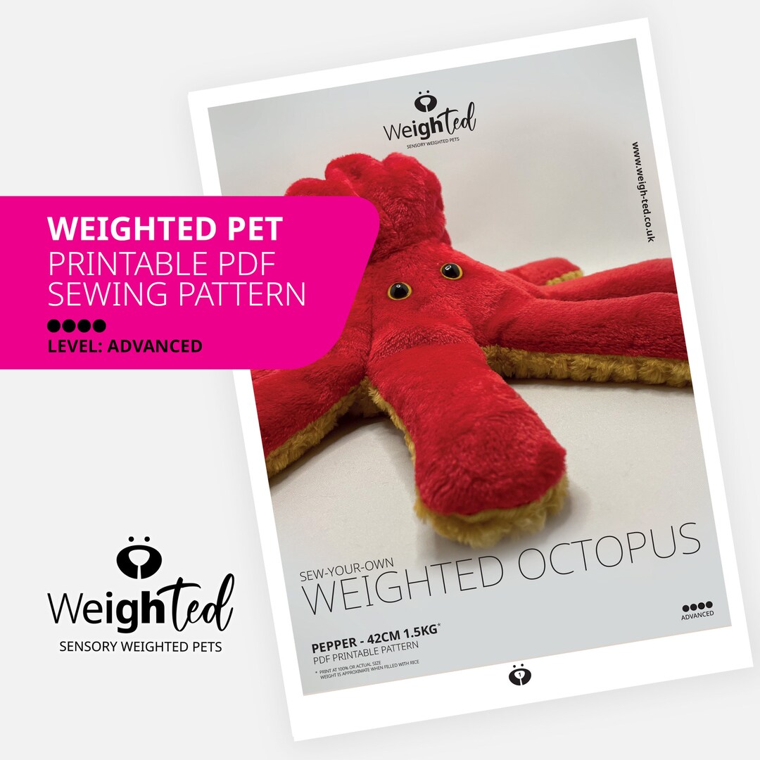 PDF SEWING PATTERN 1.5kg Weigh-ted Octopus Pepper Sew Your Own Calming ...