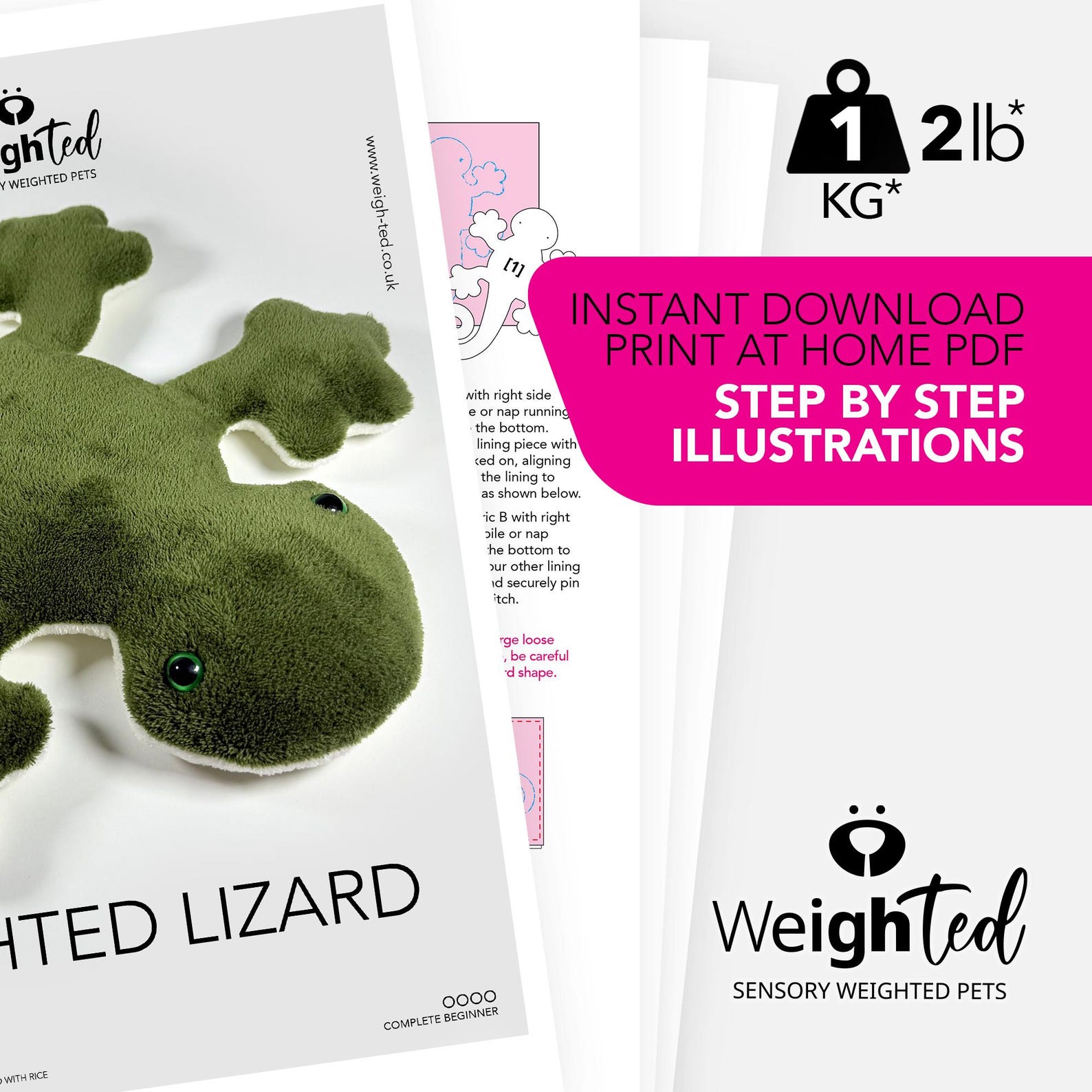 PDF SEWING PATTERN - 1kg Weigh-ted Lizard - Oliver - Sew Your Own ...