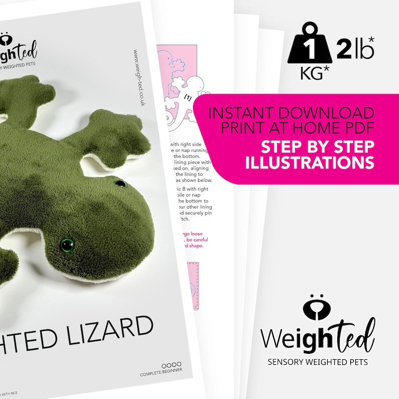 PDF SEWING PATTERN - 1kg Weigh-ted Lizard - Oliver - Sew Your Own ...