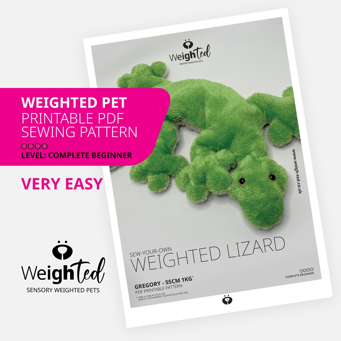 PDF SEWING PATTERN 1kg Weigh-ted Lizard Gregory Sew Your - Etsy