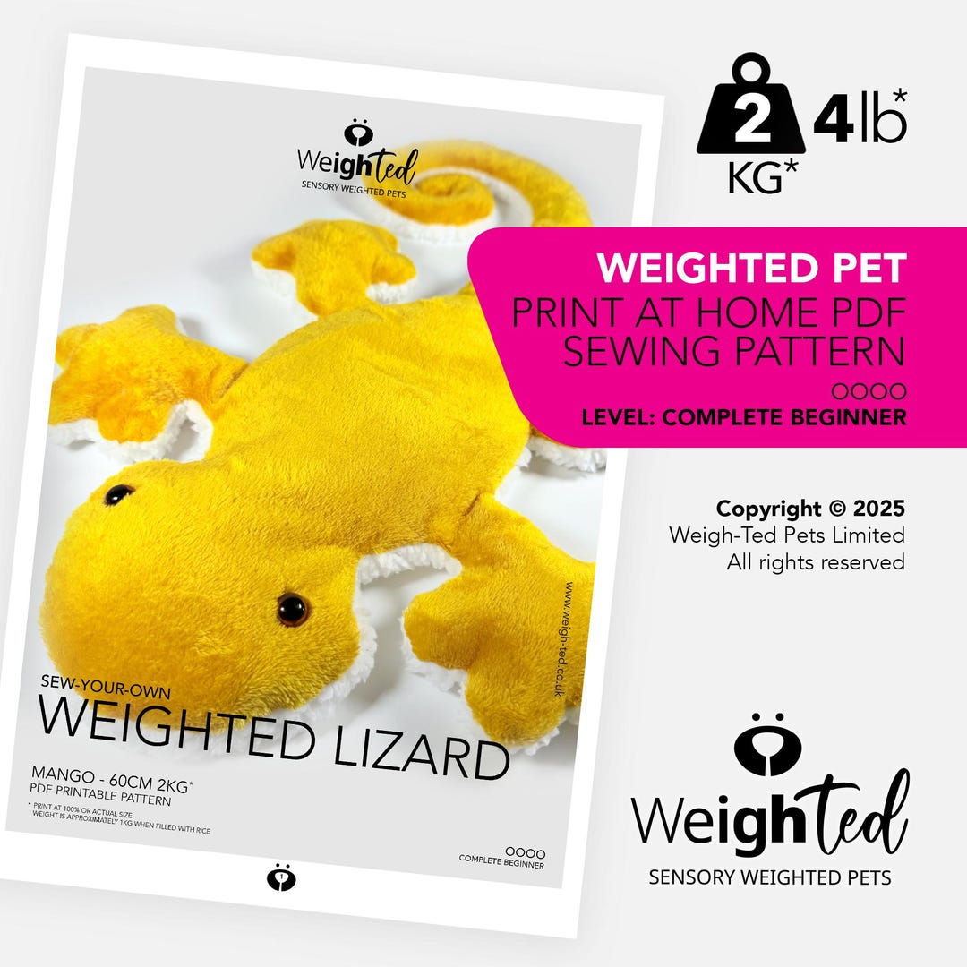 PDF SEWING PATTERN - 2kg Weigh-ted Lizard - Mango - Sew Your Own ...