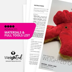 PDF SEWING PATTERN 1.5kg Weigh-ted Octopus Pepper Sew Your Own Calming ...