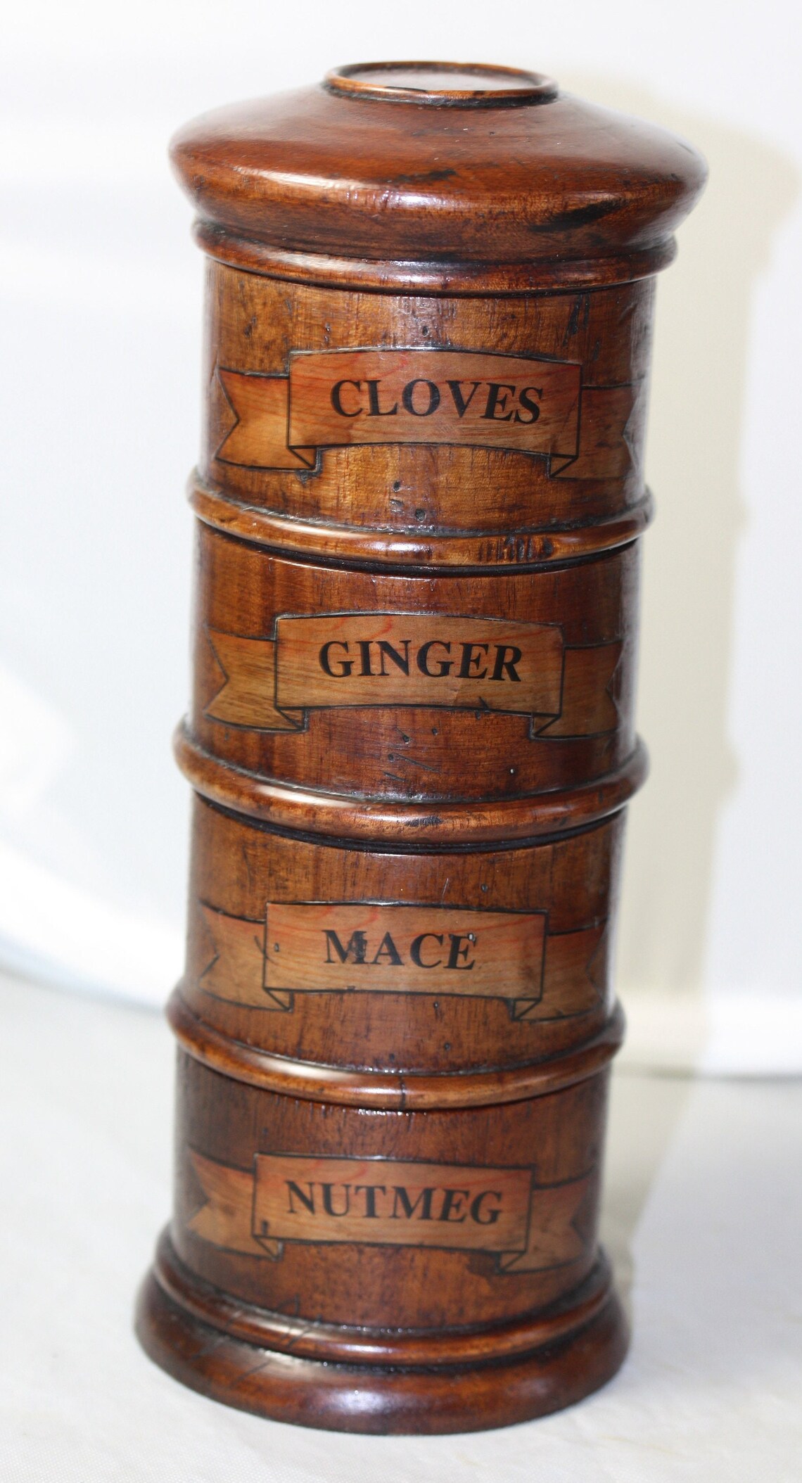 SPICE TOWER WOODEN Victorian Style 4 Twist Compartments Ginger - Etsy