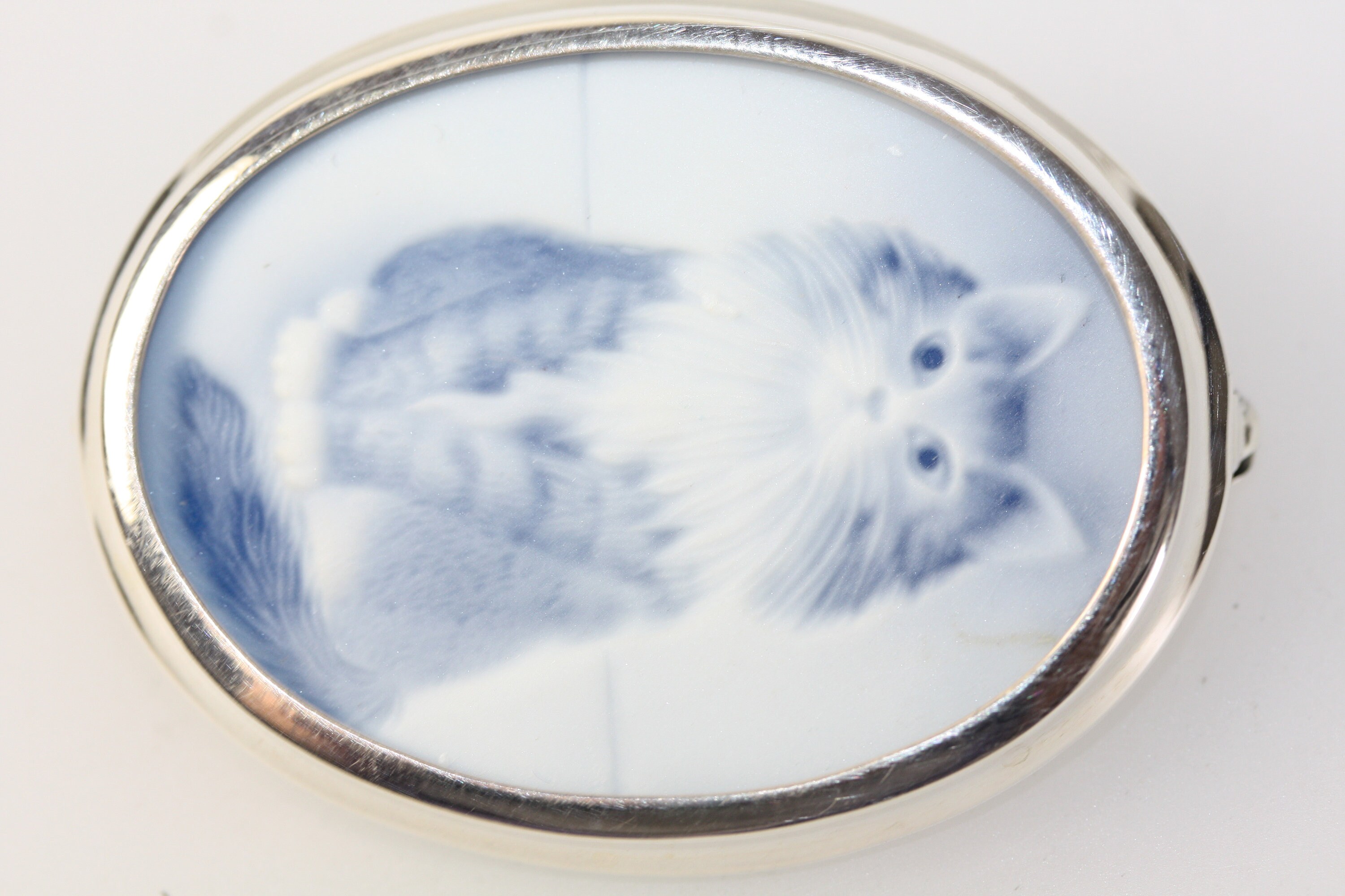 CAT CAMEO Brooch Silver Mounted Vintage Style - Etsy