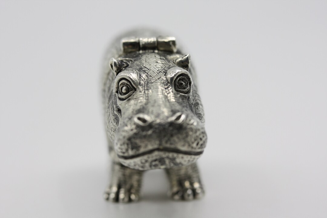 Hippopotamus Animal Silver 800 Match Safe Vesta Case - Etsy