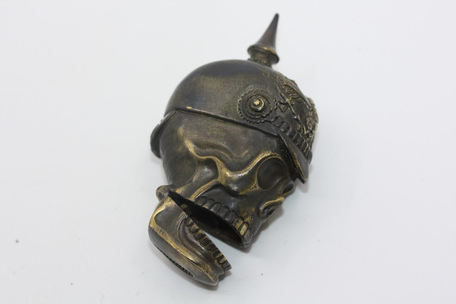 WW1 German Soldier Military Skull Skeleton Brass Match Safe Case Vesta ...