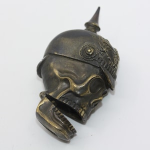 WW1 German Soldier Military Skull Skeleton Brass Match Safe Case Vesta ...