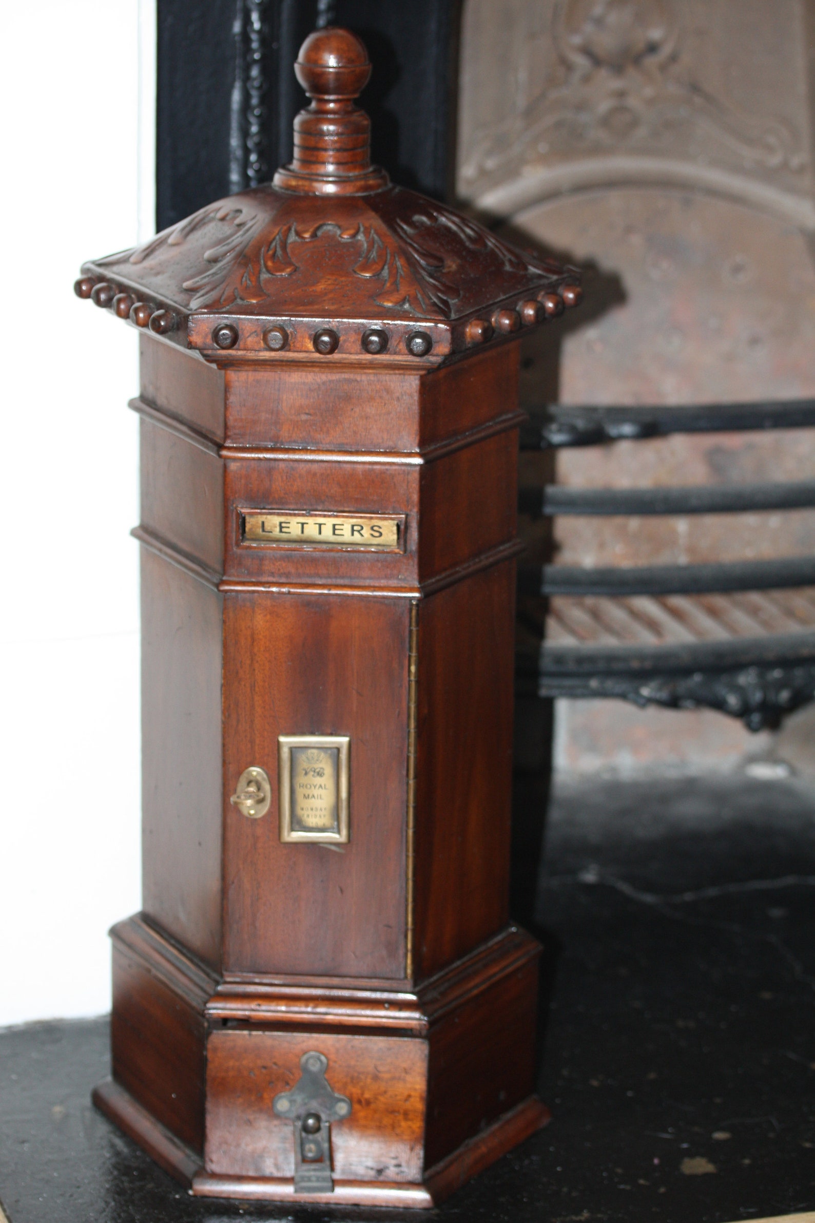 Rare Country Manor Mahogany Wood Hand Carved Antique Post Box Mailer ...