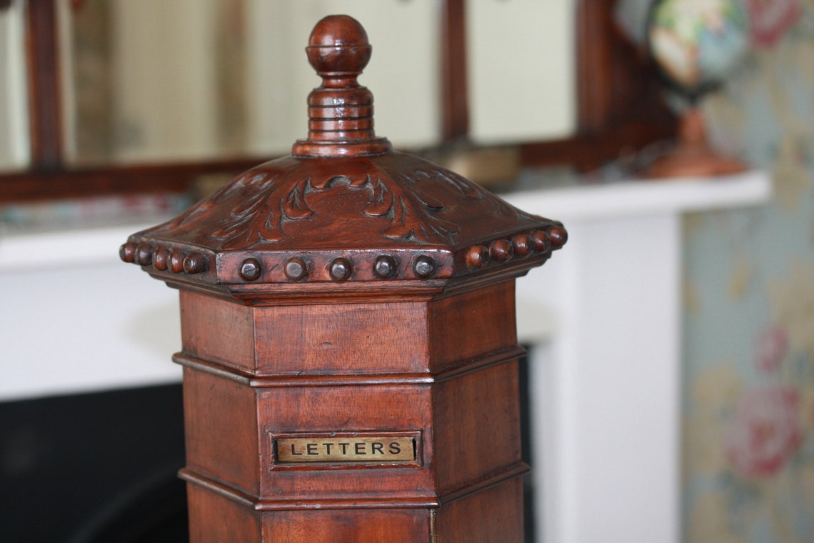 Rare Country Manor Mahogany Wood Hand Carved Antique Post Box - Etsy