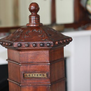 Rare Country Manor Mahogany Wood Hand Carved Antique Post Box Mailer ...