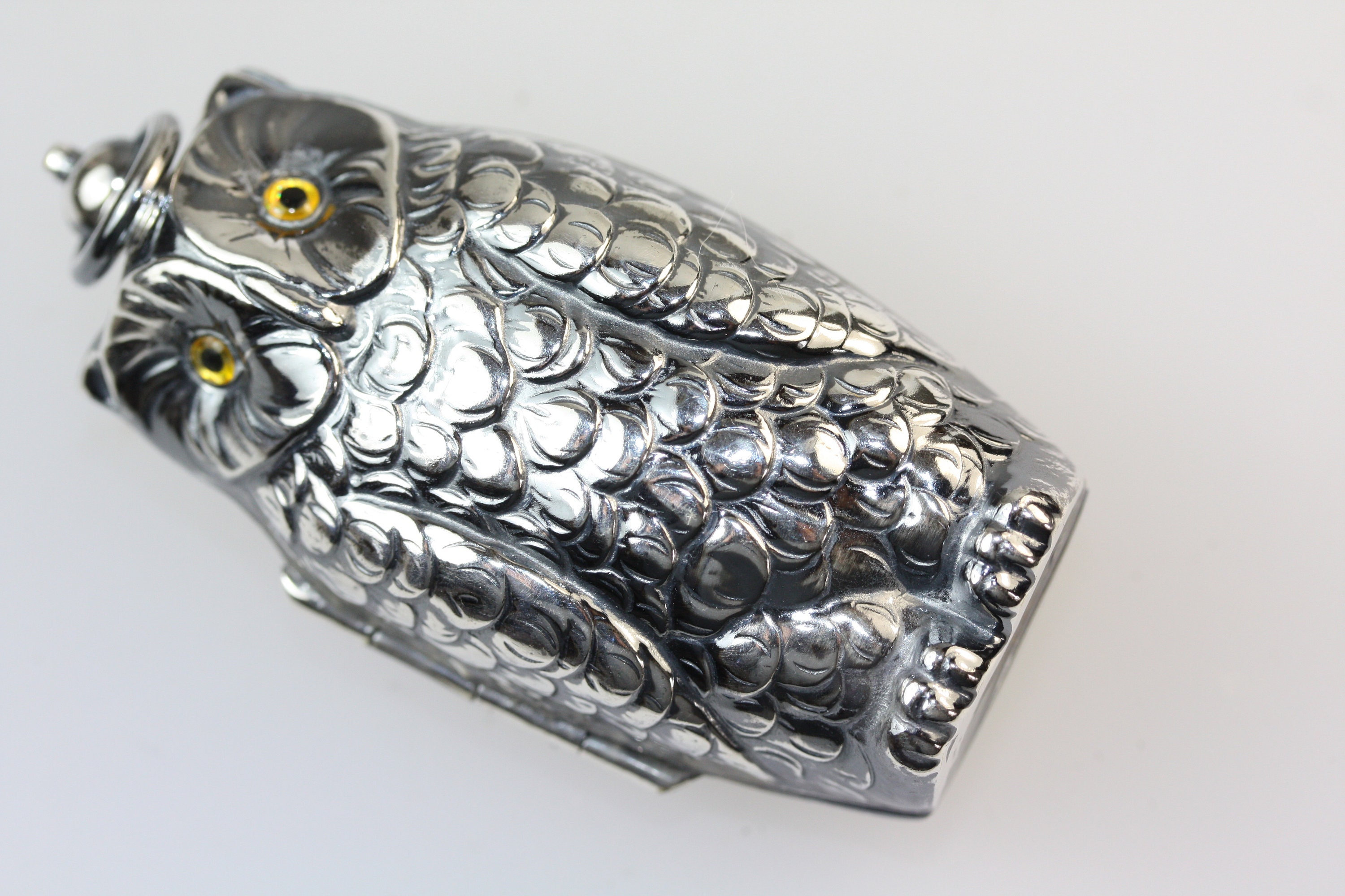 OWL Bird Art Deco Silver Sovereign Coin Case Double Half Sovereign Full ...