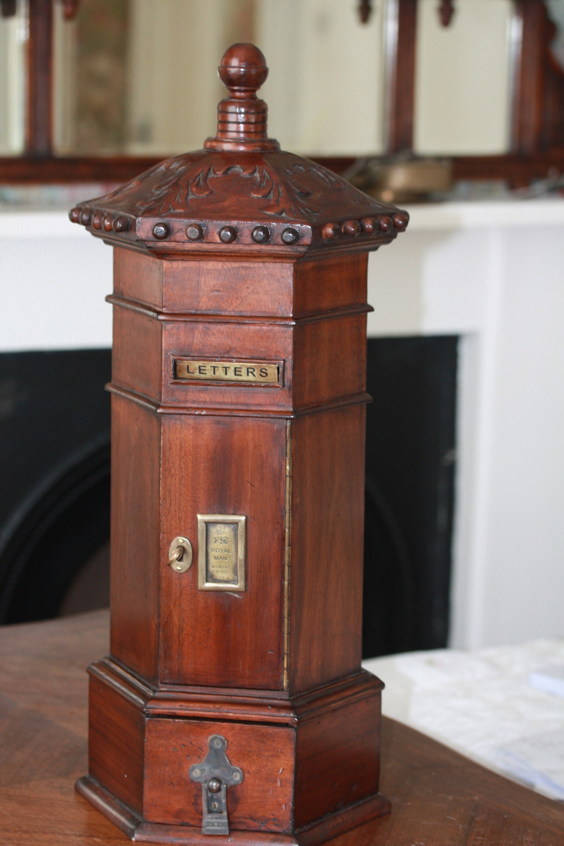 Rare Country Manor Mahogany Wood Hand Carved Antique Post Box - Etsy