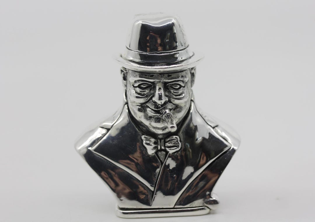 SIR WINSTON CHURCHILL Smoking Cigar Silver Match Safe Vesta Case - Etsy