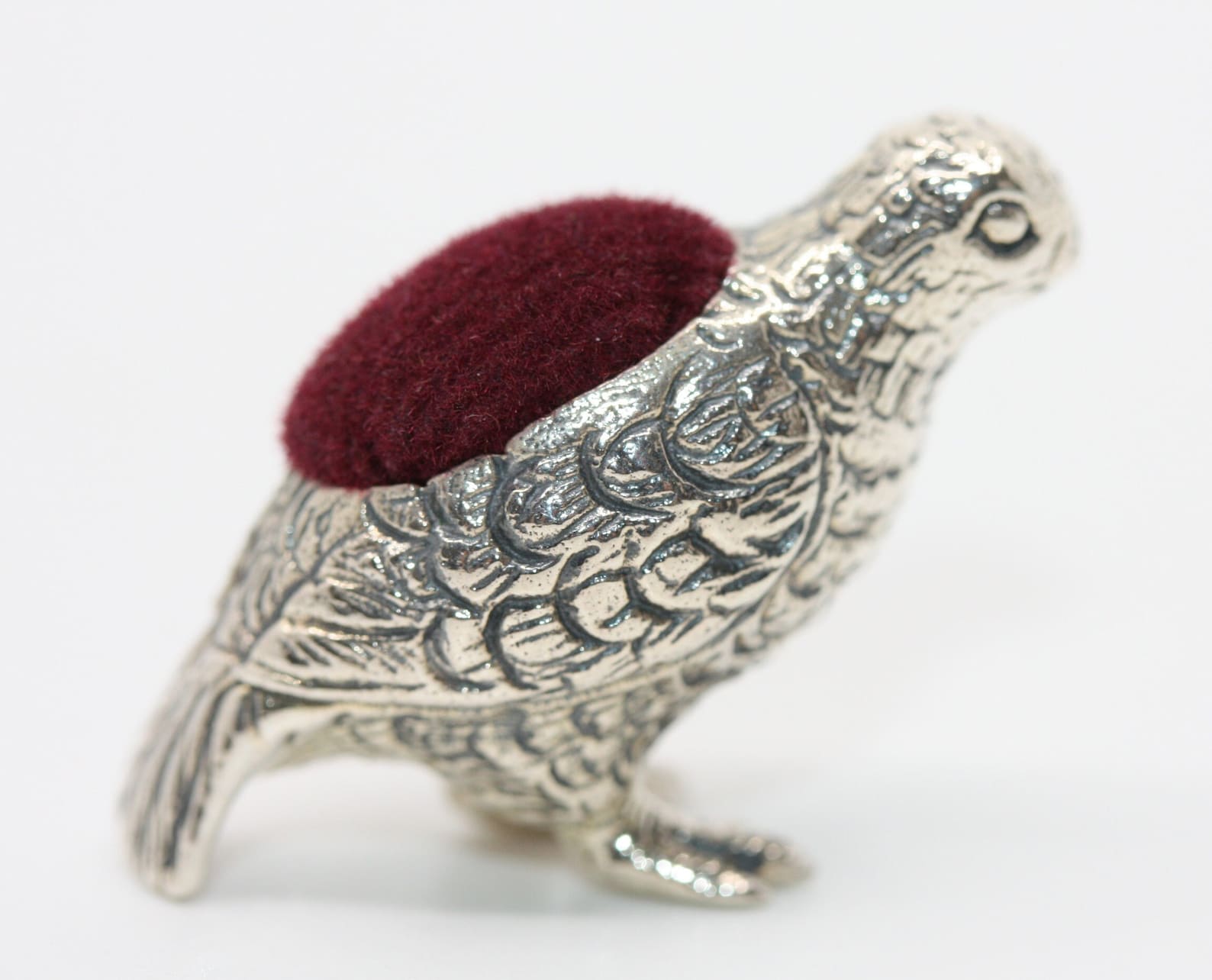 GROUSE BIRD SILVER Pin Cushion Red Velvet - Etsy