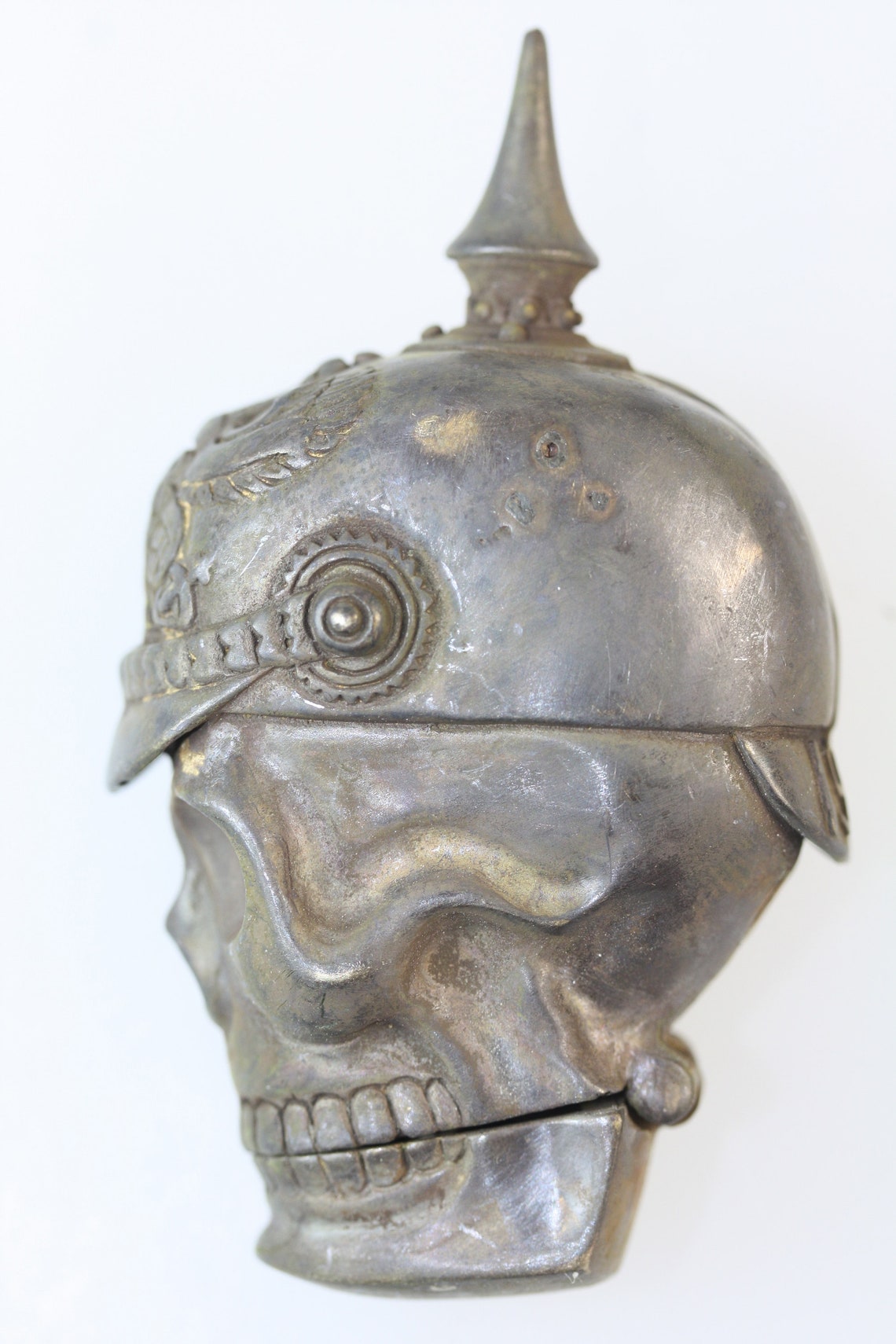 WW1 German Soldier Military Skull Skeleton Brass Match Safe Case Vesta ...