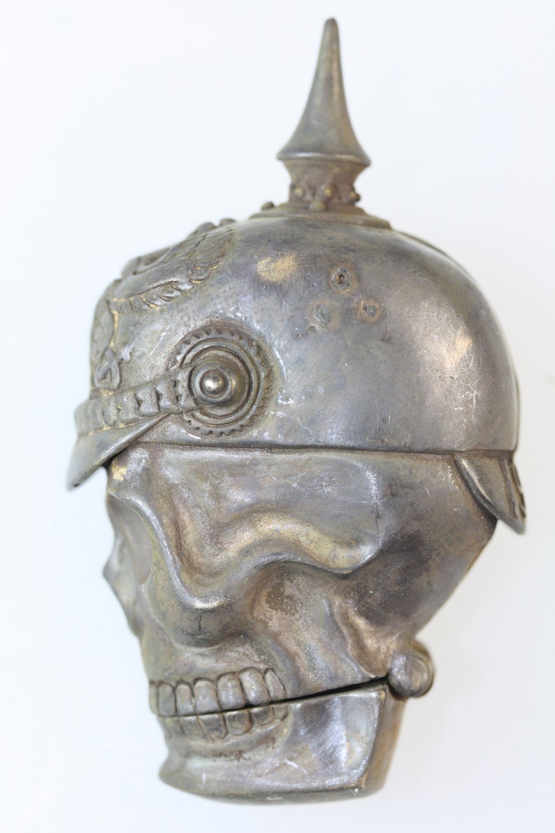 WW1 German Soldier Military Skull Skeleton Brass Match Safe Case Vesta ...