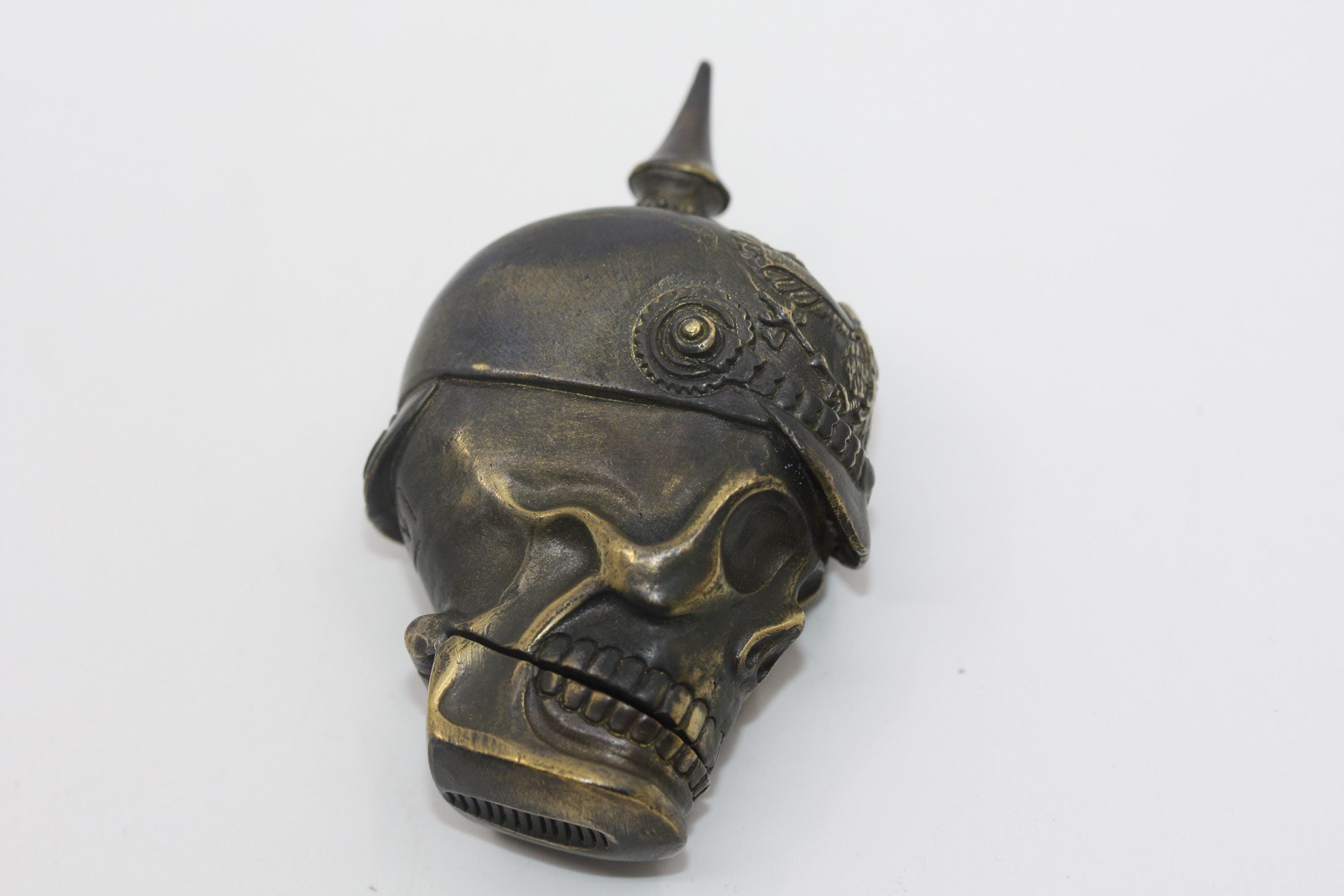 WW1 German Soldier Military Skull Skeleton Brass Match Safe Case Vesta ...
