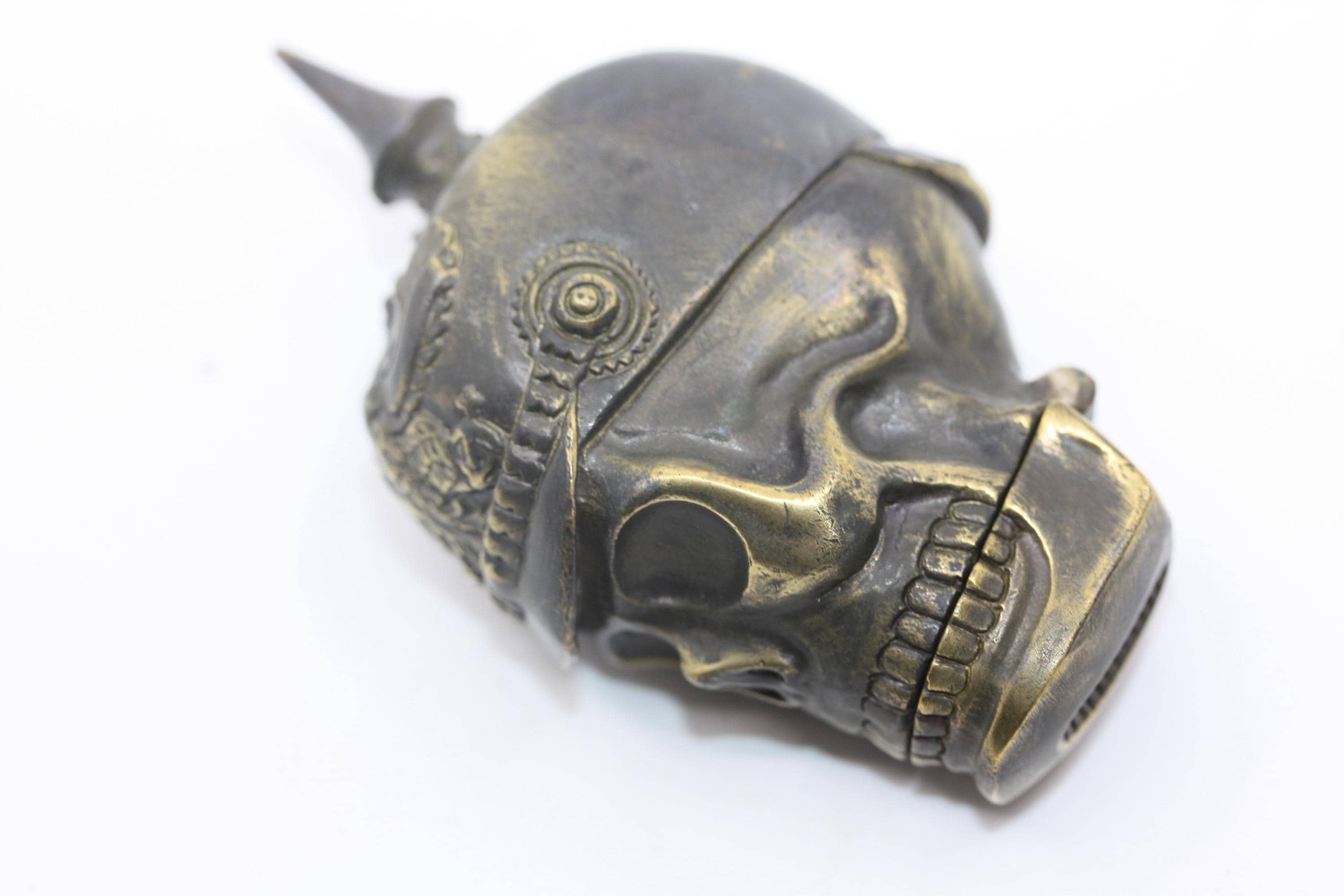 WW1 German Soldier Military Skull Skeleton Brass Match Safe Case Vesta ...