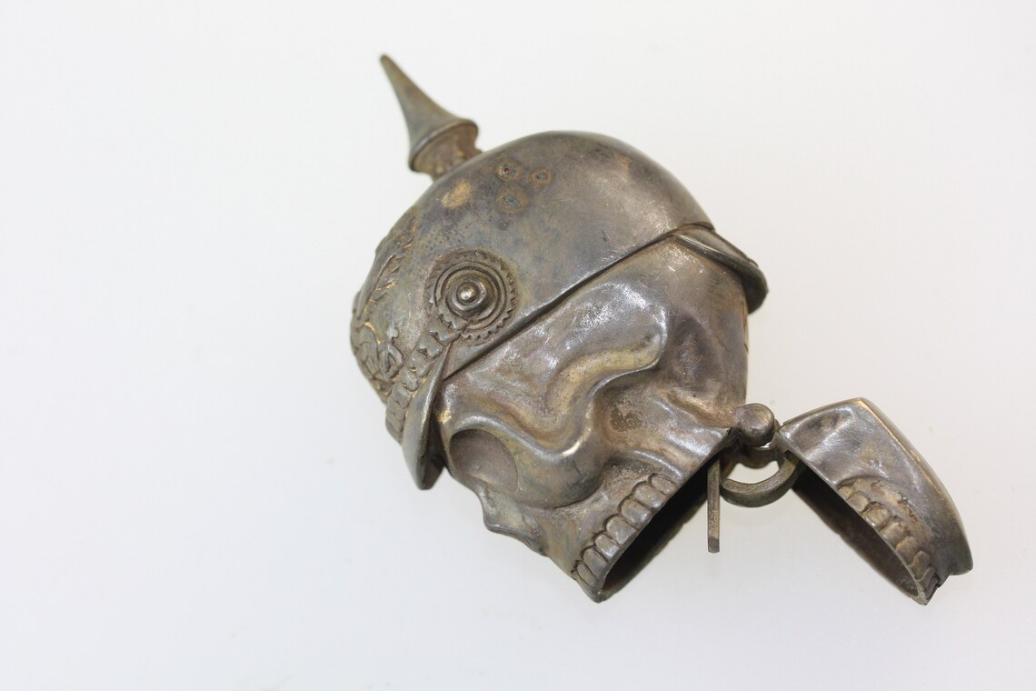 WW1 German Soldier Military Skull Skeleton Brass Match Safe Case Vesta ...