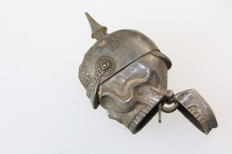 WW1 German Soldier Military Skull Skeleton Brass Match Safe Case Vesta ...