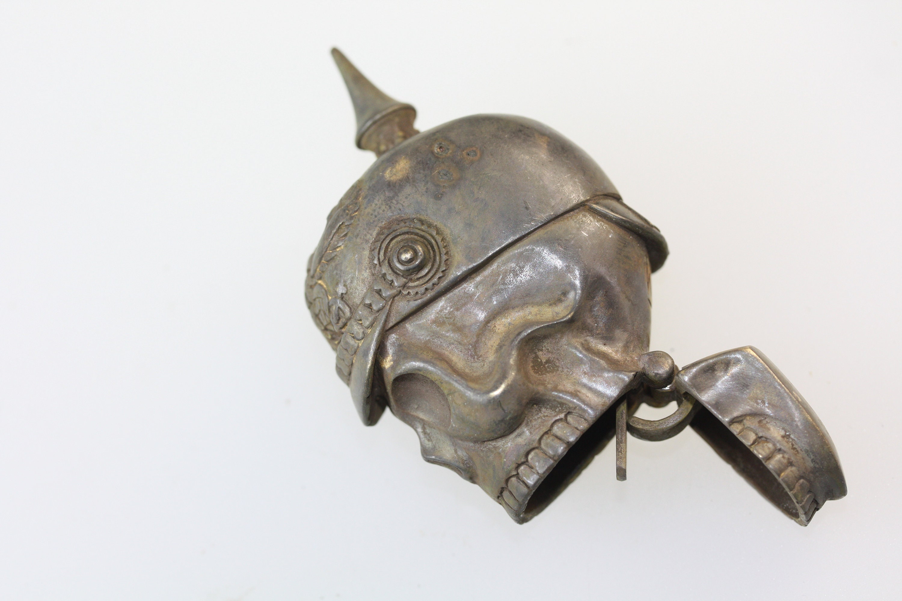 WW1 German Soldier Military Skull Skeleton Brass Match Safe Case Vesta ...