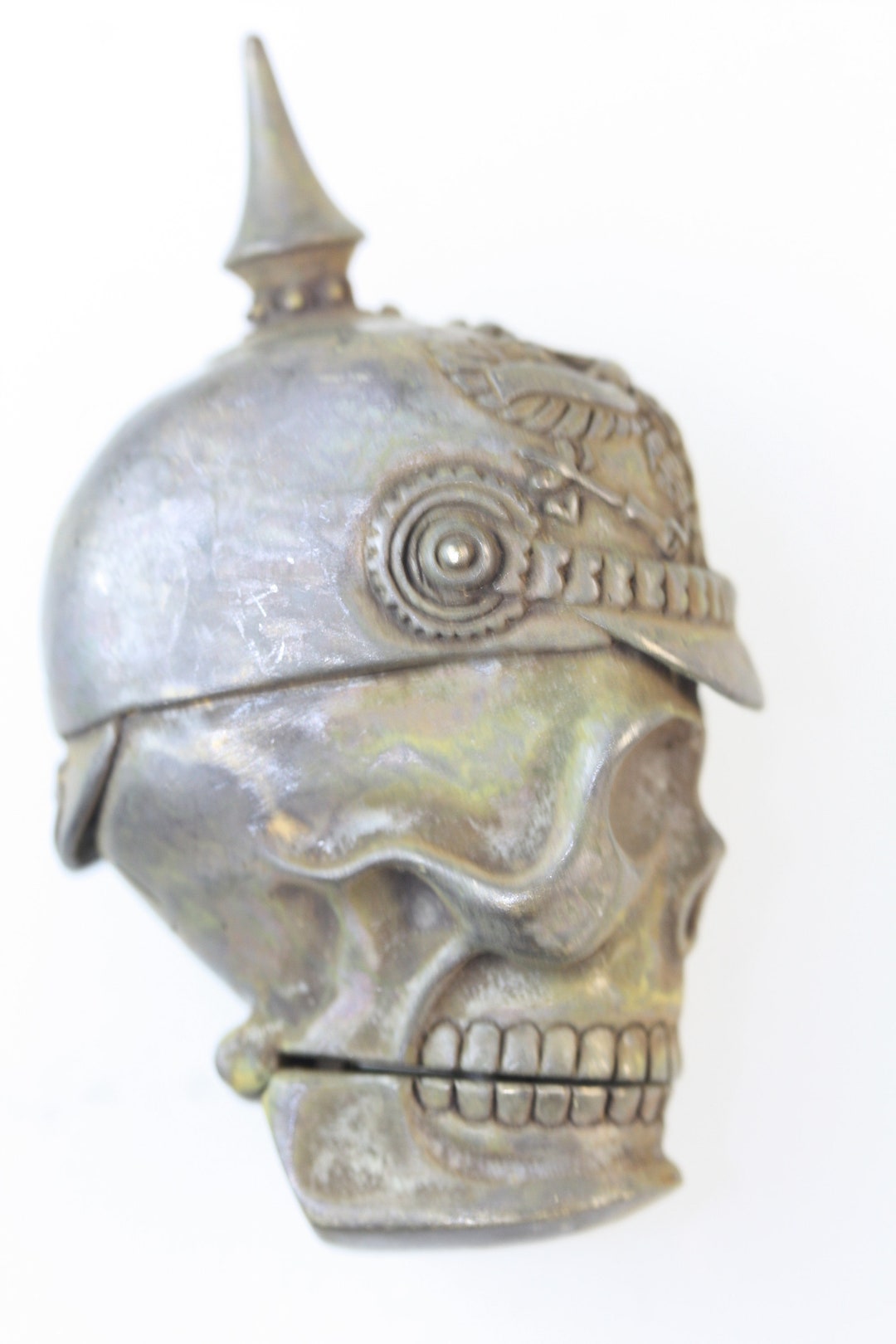 WW1 German Soldier Military Skull Skeleton Brass Match Safe Case Vesta ...