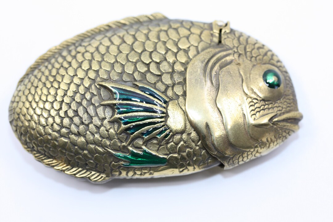ASIAN FISH BRASS Enamel Match Safe Vesta Case - Etsy