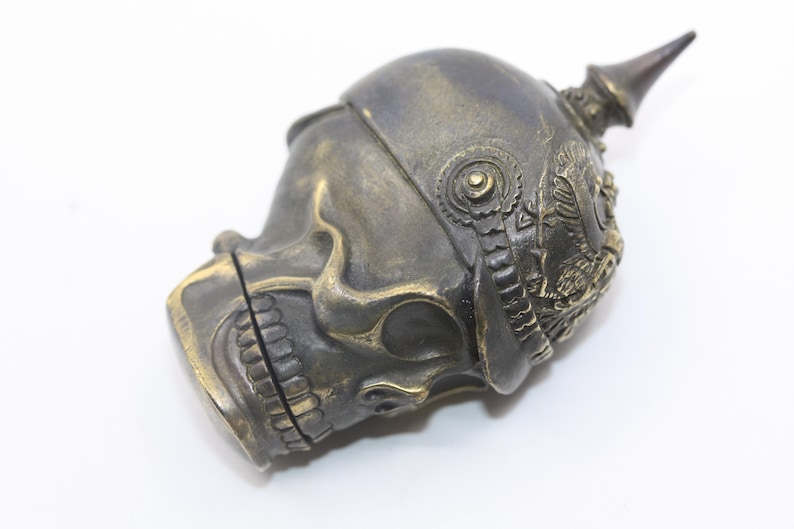 WW1 German Soldier Military Skull Skeleton Brass Match Safe Case Vesta ...