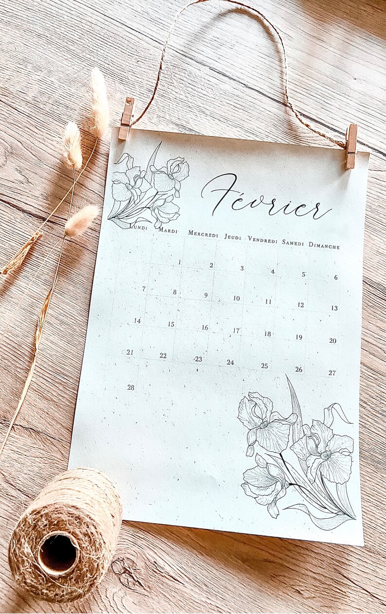 Floral Calendar With Pollen Paper - Calendar 2026 - Etsy
