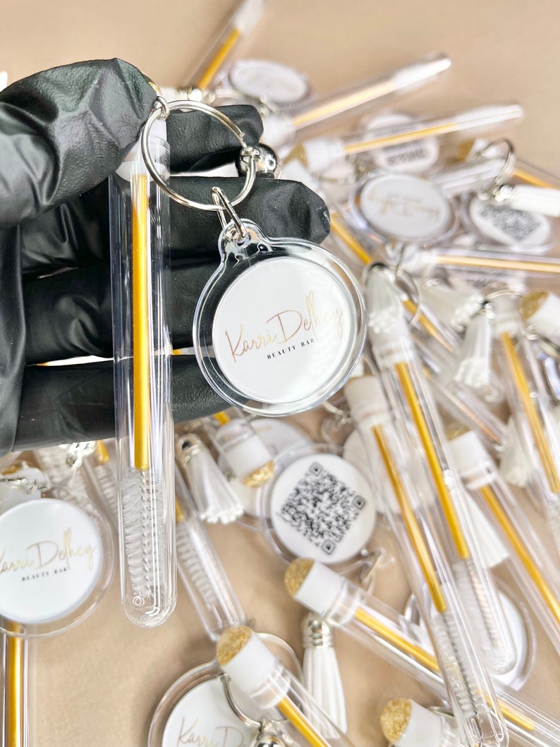 Custom Lash Brush Keychain W/ Logo and QR Code Keychain - Etsy