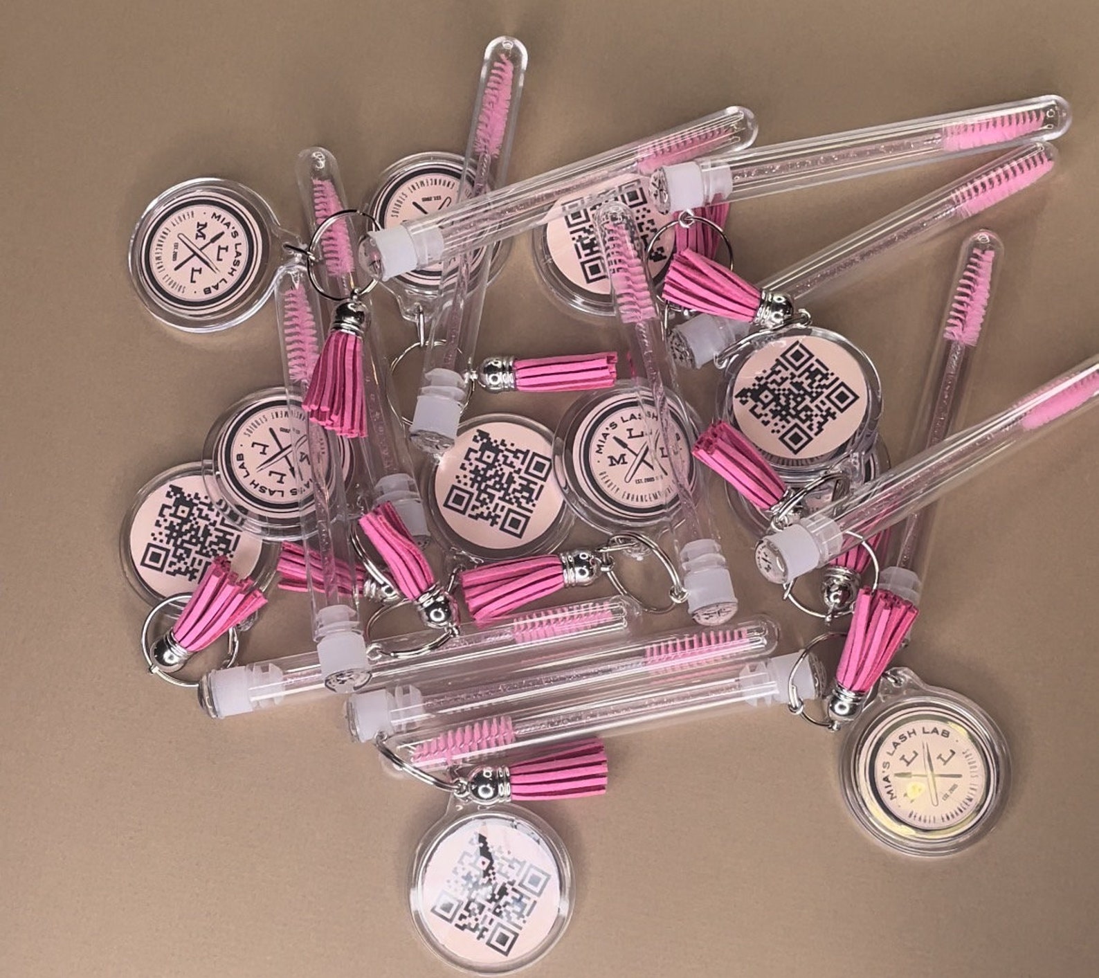 Custom Lash Brush Keychain W/ Logo and QR Code Keychain - Etsy