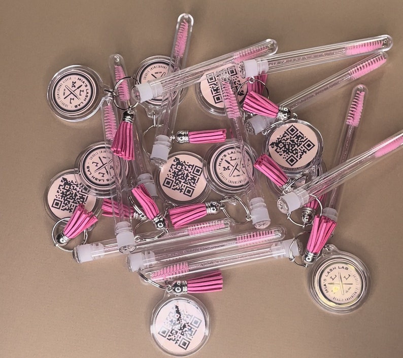 Custom Lash Brush Keychain W/ Logo and QR Code Keychain - Etsy