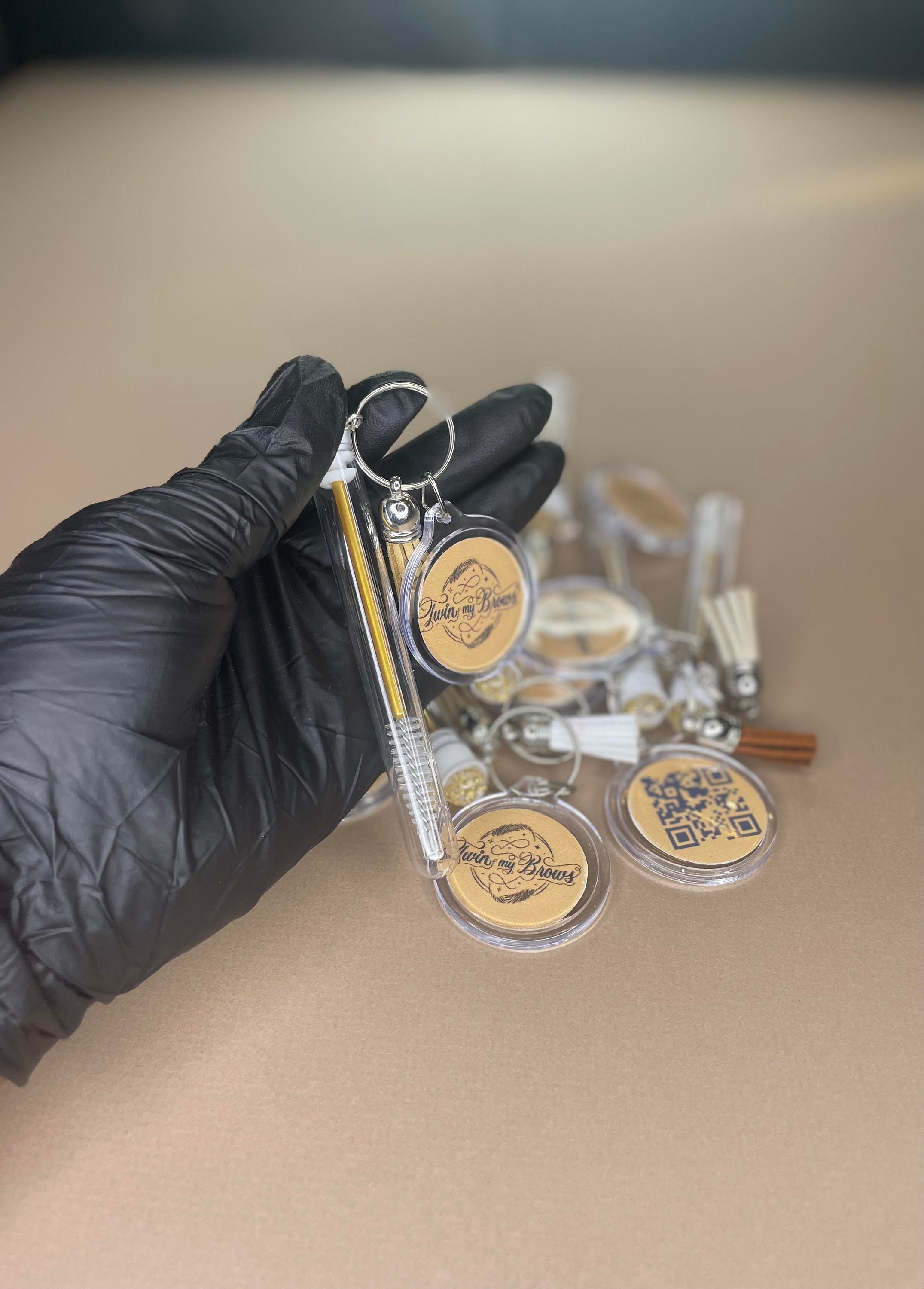 Custom Lash Brush Keychain W/ Logo and QR Code Keychain | Etsy