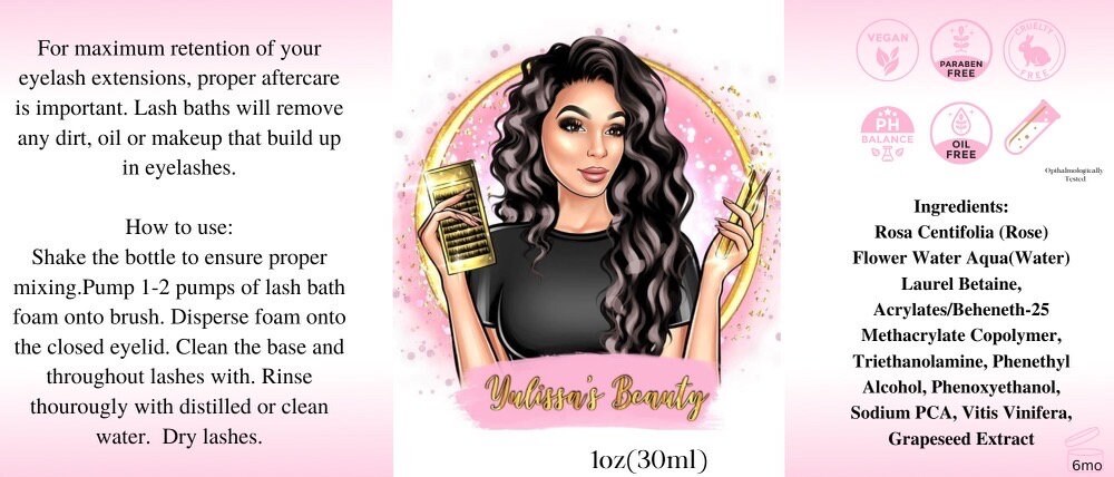 Custom Label With Lash Foam Shampoo Bottles Lash Aftercare With Prolong ...