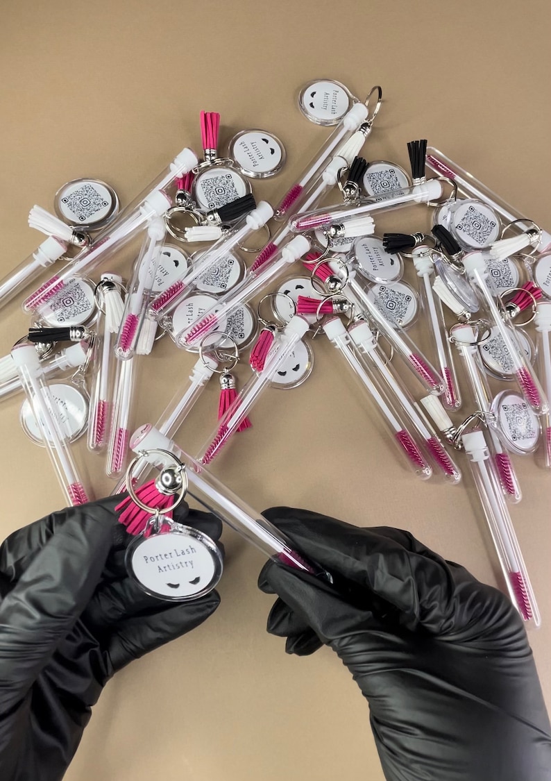 Custom Lash Brush Keychain W/ Logo and QR Code Keychain - Etsy