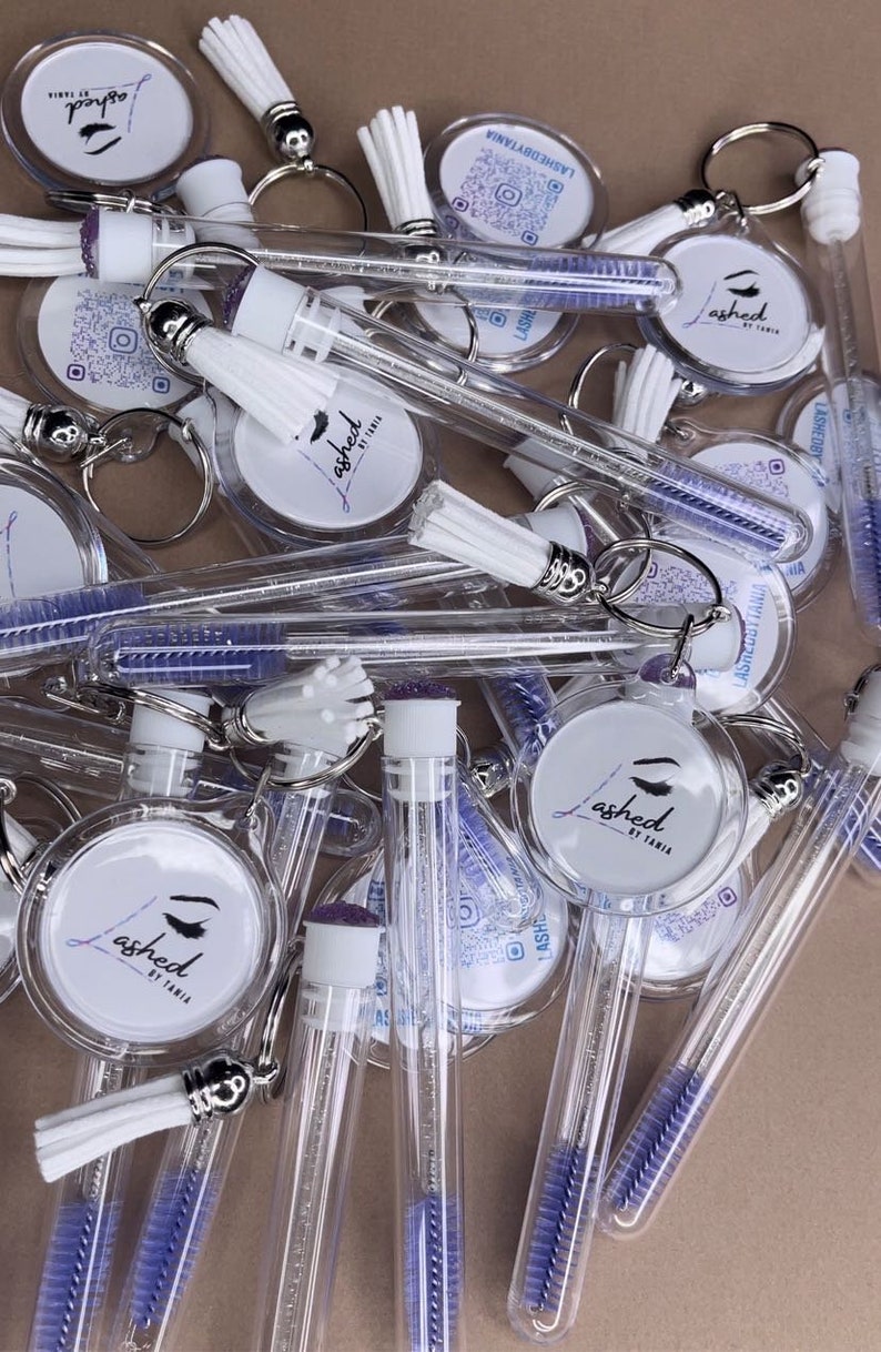 Custom Lash Brush Keychain W/ Logo and QR Code Keychain - Etsy
