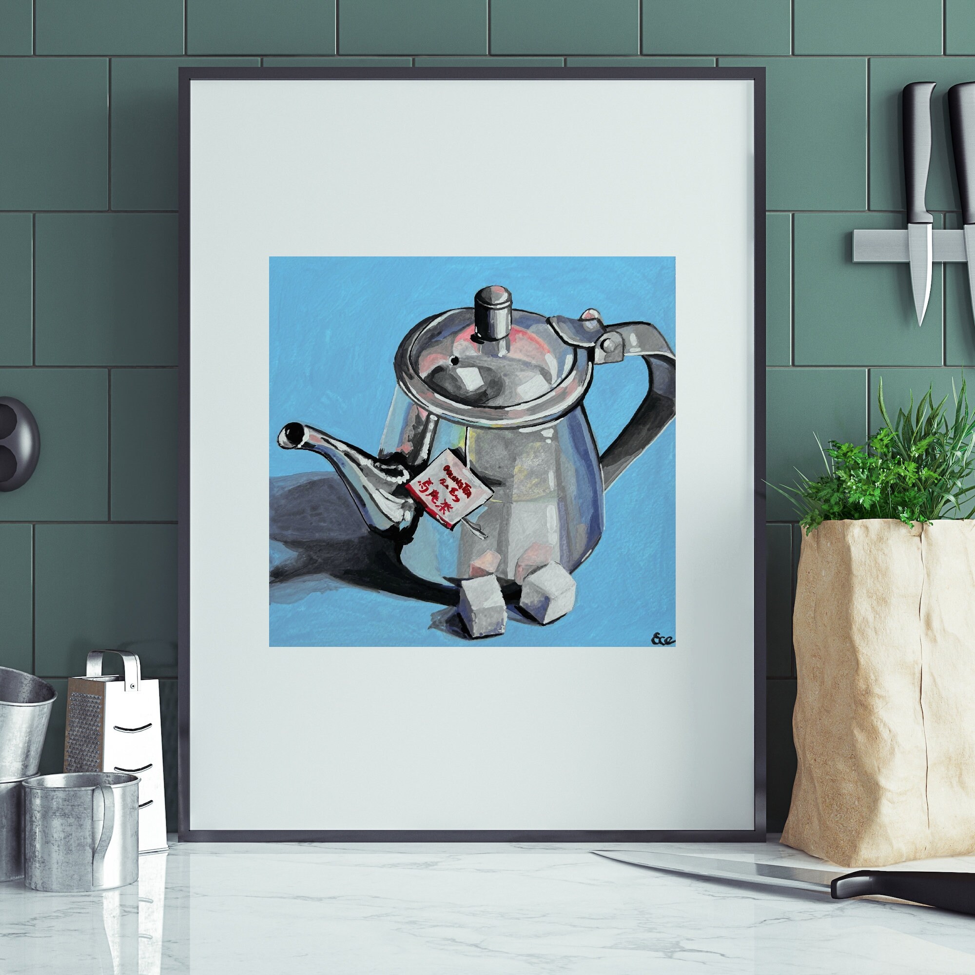 Teapot Art Print Digital Print Coffee Shop Decor Wall Art Coffee Decor ...