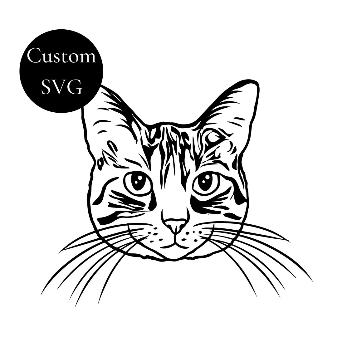 Custom Cat SVG Cut File, Cat Outline, Personalized Cat Photo, Custom ...