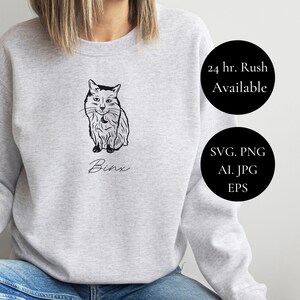 Custom Cat SVG Cut File, Cat Outline, Personalized Pet Photo, Custom ...