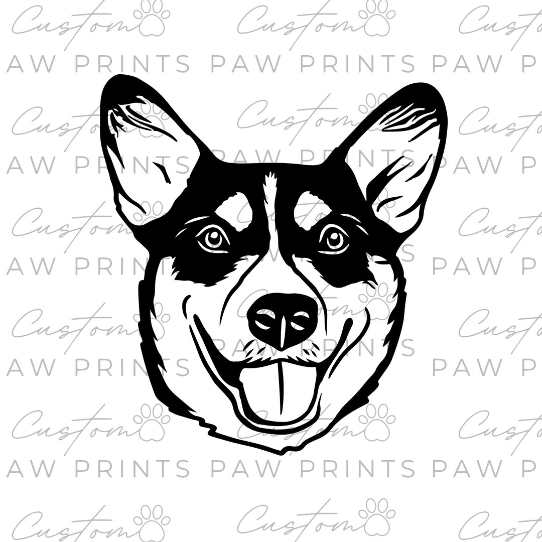 Corgi Head SVG, Corgi SVG File, Corgi Clipart, Corgi Line Art, Corgi ...