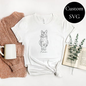 Custom Cat SVG Cut File, Cat Outline, Personalized Pet Photo, Custom ...
