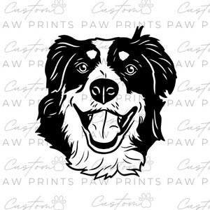 Black Tri Aussie Head SVG, Aussie SVG File, Australian Shepherd Clipart ...