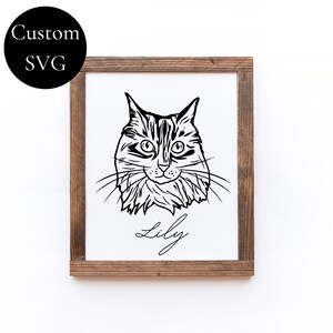 Custom Cat SVG Cut File, Cat Outline, Personalized Cat Photo, Custom ...