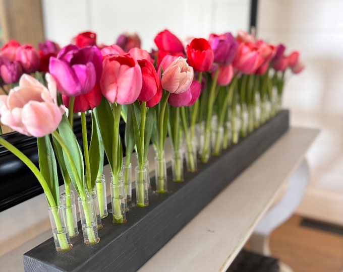 Glass Test Tube Holder, Floral Holder, Wood Floral Holder, Birthday ...