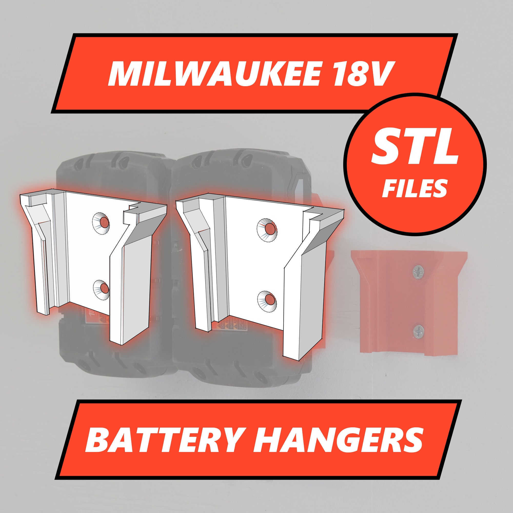 Milwaukee M18 Battery Hangers - STL Files - Etsy