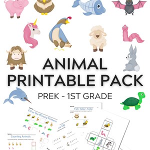 Preschool Workbook Printable Pack | Animal Pre-k Worksheets ...