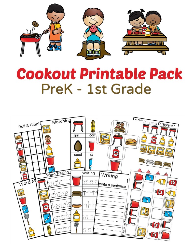 Preschool Workbook Printable Pack | Summer Cookout Pre-k Worksheets ...