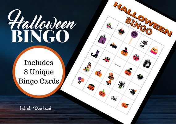 Printable Halloween Bingo Set Includes 8 Bingo Cards & | Etsy
