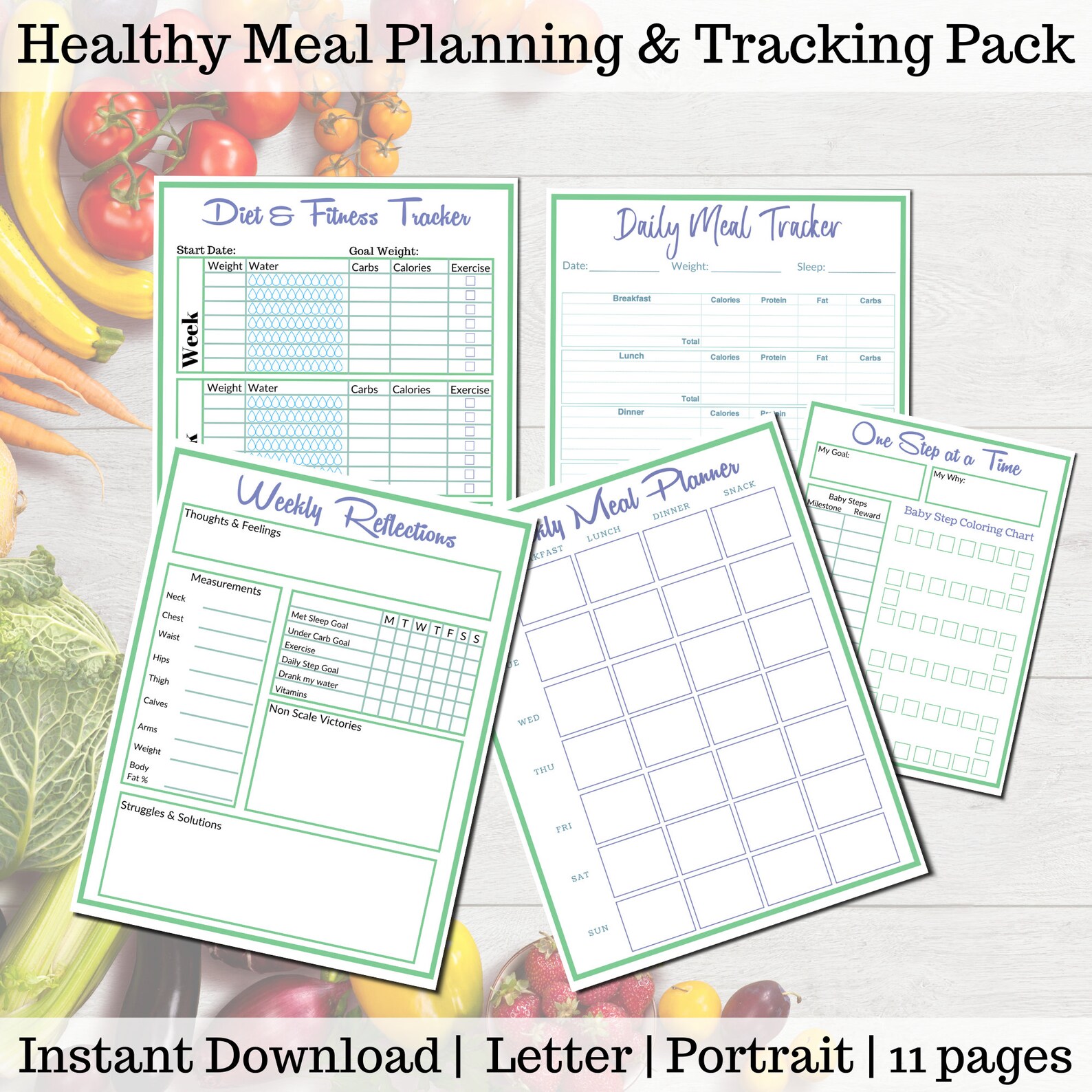 Healthy Meal Planning Printable Pack | Habit Tracker | Meal Tracker ...